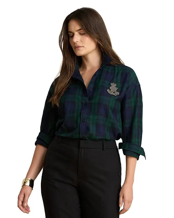 Ralph Lauren Cotton Rhinestone Logo Patch Shirt