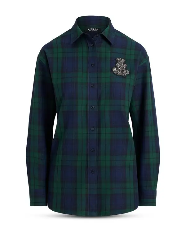Ralph Lauren Cotton Rhinestone Logo Patch Shirt