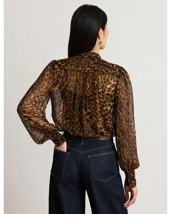 Ralph Lauren Printed Chiffon Tie Neck Blouse