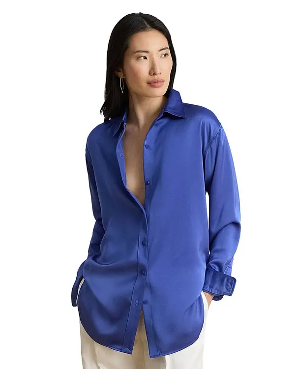 Ralph Lauren Satin Charmeuse Relaxed Fit Shirt - Indigo Sky