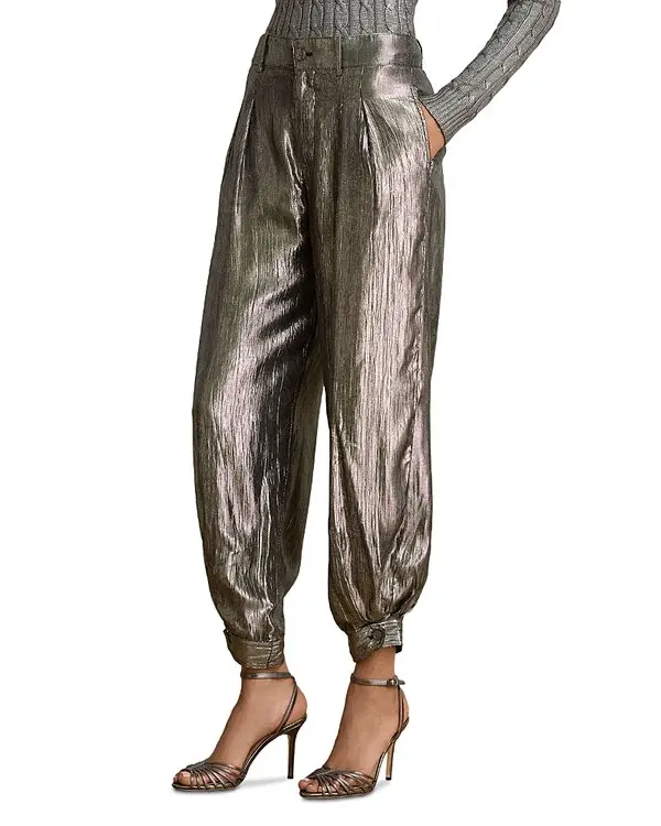 Ralph Lauren Paisley Metallic Crinkle Jogger Pants