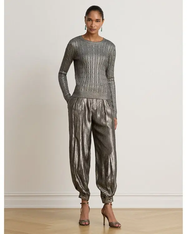 Ralph Lauren Paisley Metallic Crinkle Jogger Pants