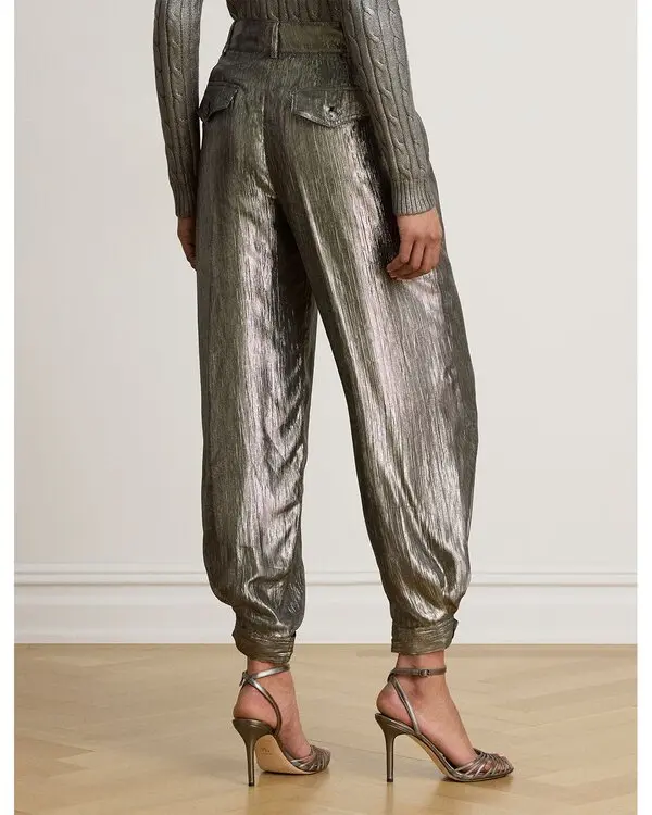 Ralph Lauren Paisley Metallic Crinkle Jogger Pants