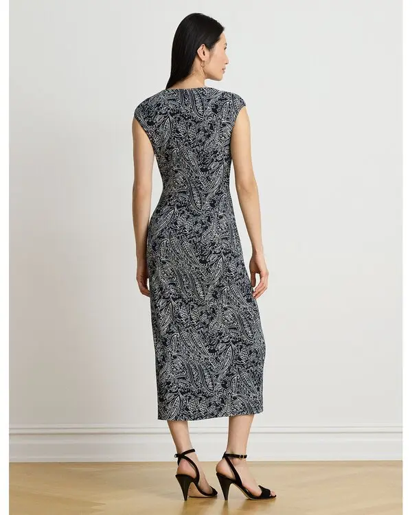 Ralph Lauren Paisley Stretch Jersey Cap Sleeve Dress