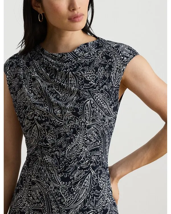 Ralph Lauren Paisley Stretch Jersey Cap Sleeve Dress