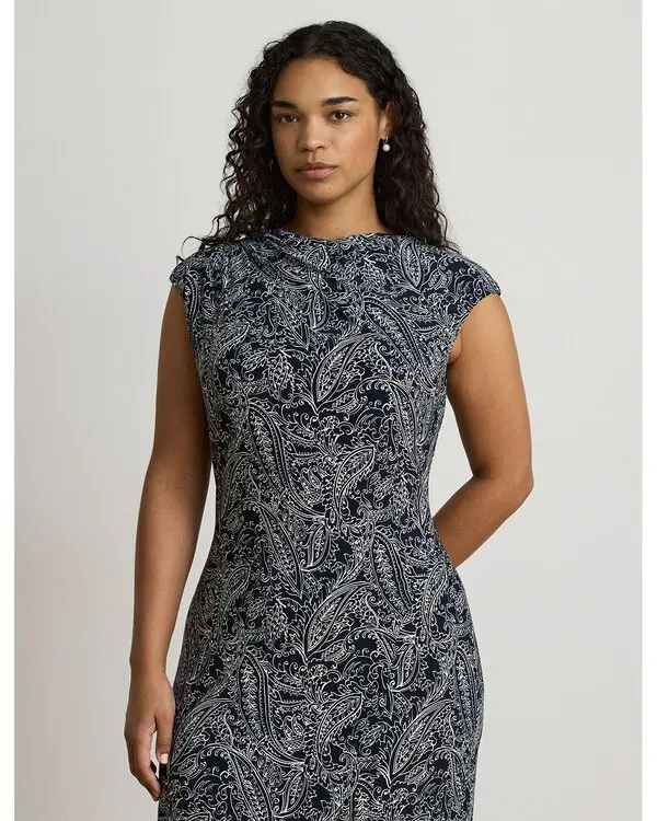 Ralph Lauren Paisley Stretch Jersey Cap Sleeve Dress