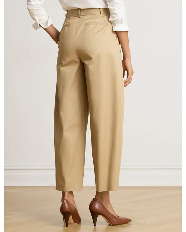 Ralph Lauren Cotton Twill Pleated Barrel Pants
