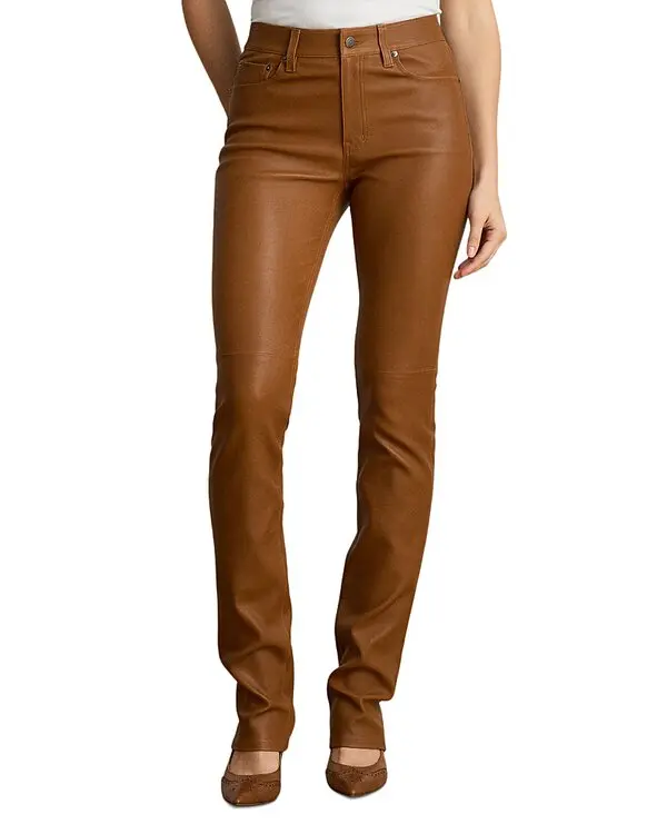 Ralph Lauren High Rise Slim Straight Leather Pants