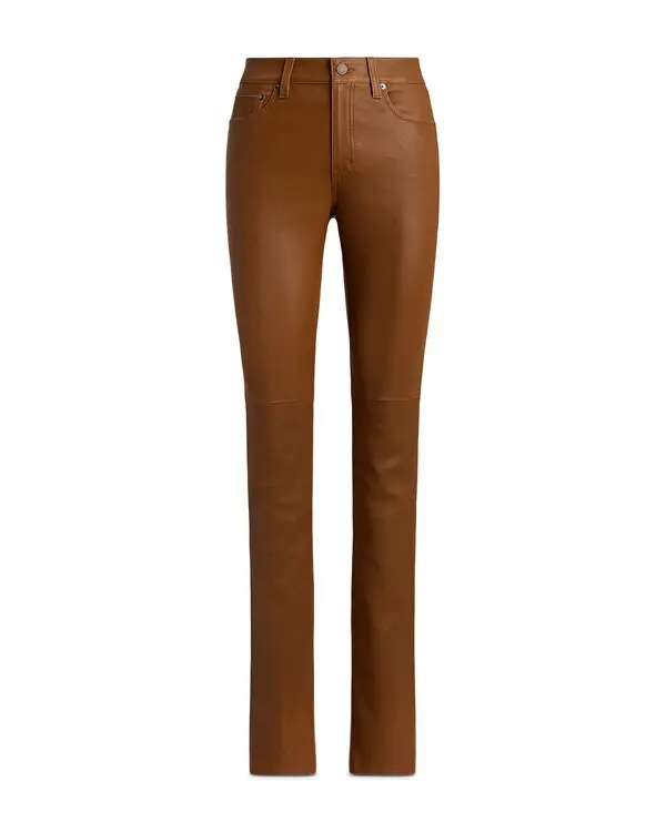 Ralph Lauren High Rise Slim Straight Leather Pants