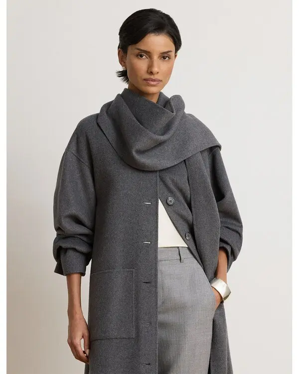 Ralph Lauren Double Faced Scarf Trim Coat