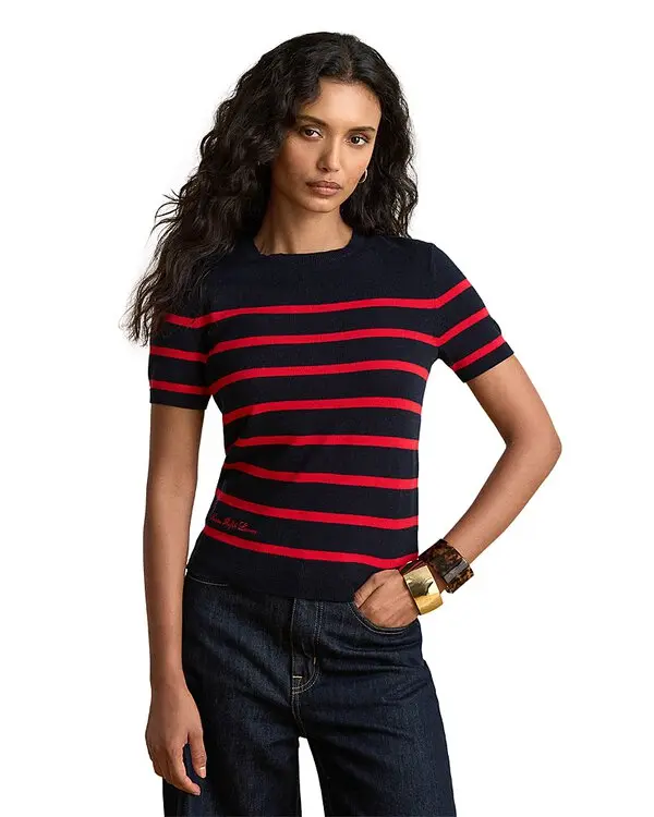 Ralph Lauren Striped Crewneck Sweater - Navy/red