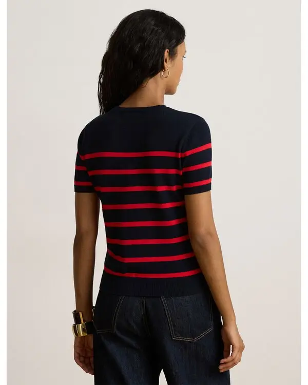 Ralph Lauren Striped Crewneck Sweater - Navy/red