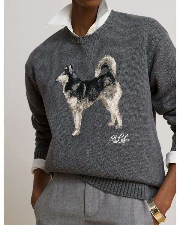 Ralph Lauren Intarsia Knit Husky Cotton Sweater