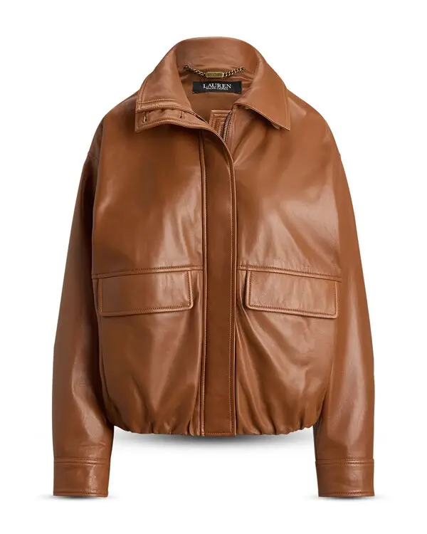 Ralph Lauren Leather Funnel Neck Flight Jacket