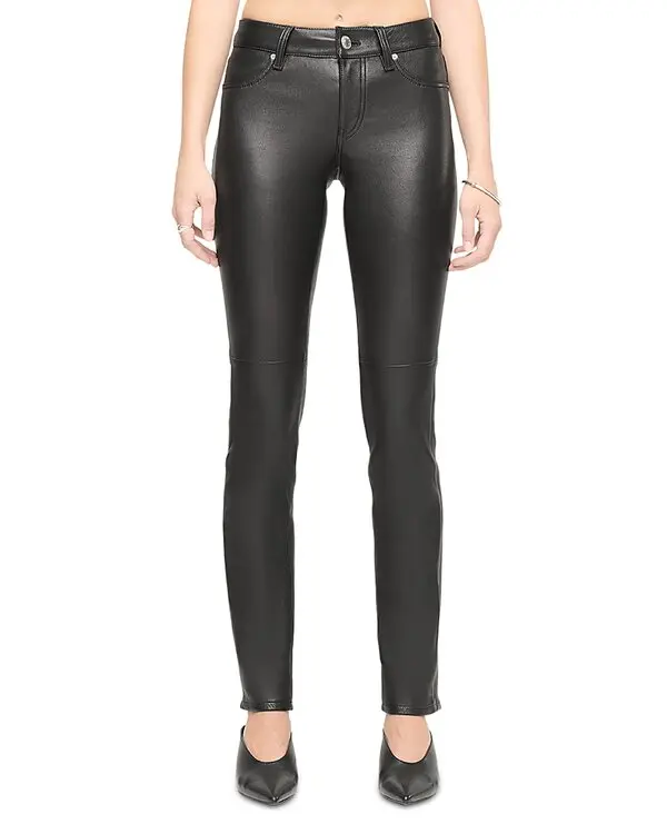 RE/DONE Leather Slim Fit Mid Rise Straight Leg Jeans