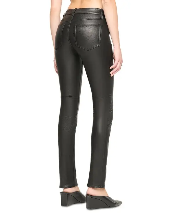 RE/DONE Leather Slim Fit Mid Rise Straight Leg Jeans