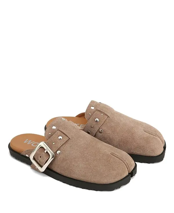 NAKED WOLFE Lola Suede Mules - Mushroom