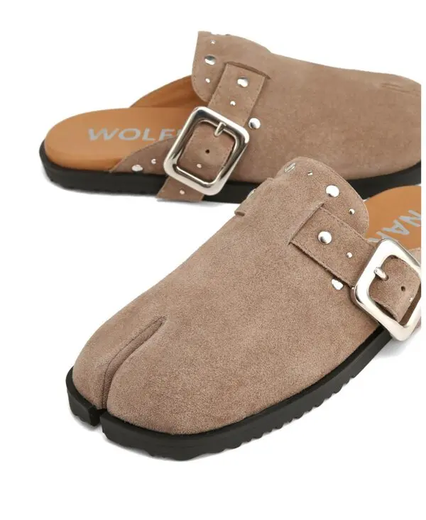 NAKED WOLFE Lola Suede Mules - Mushroom
