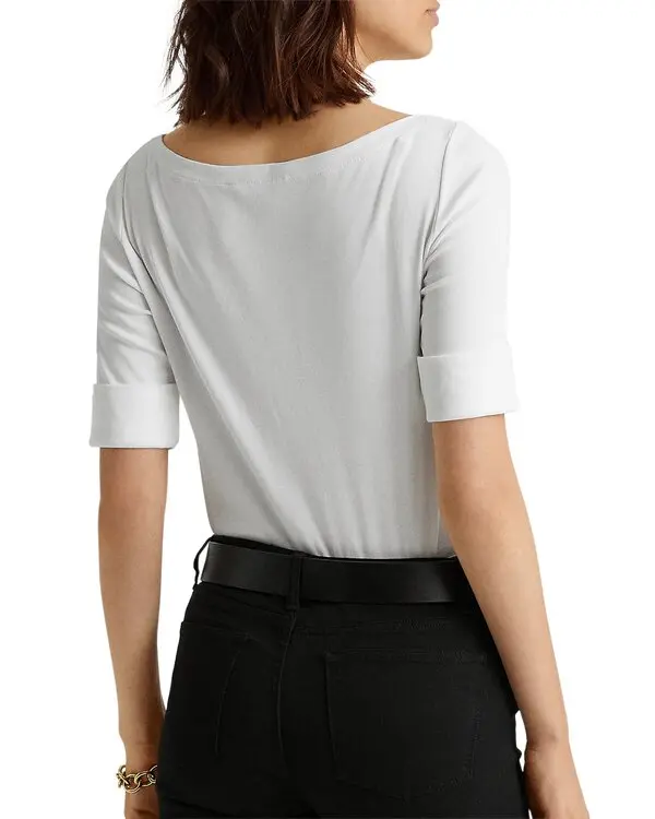 Ralph Lauren Elbow Sleeve Boat Neck Top