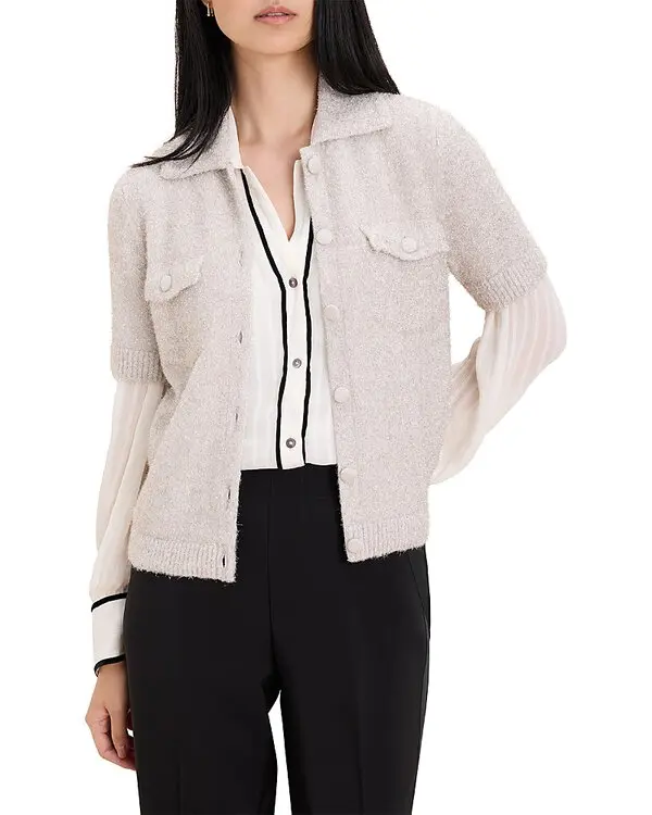 NIC+ZOE Tinseltown Collared Short Sleeve Cardigan