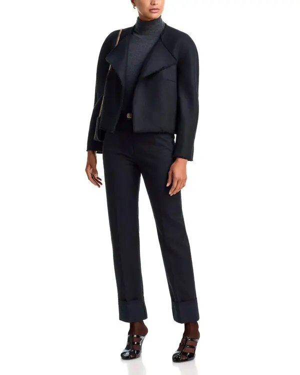 TOTEME Wool Blend Cropped Flap Jacket