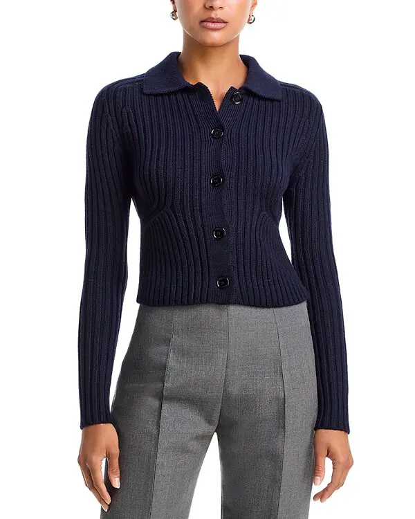 TOTEME Twisted Rib Wool Cardigan - Navy