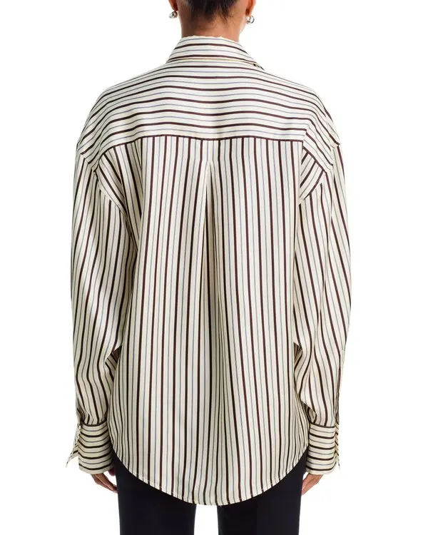 TOTEME Oversized Striped Silk Button Up Shirt
