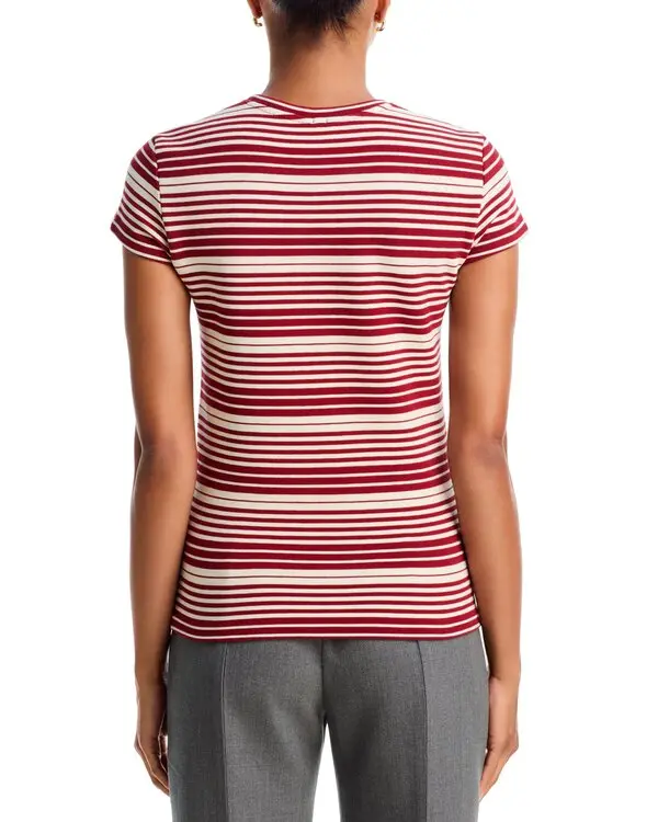 TOTEME Rib Stripe Stretch Cotton Short Sleeve Tee - Red/ecru