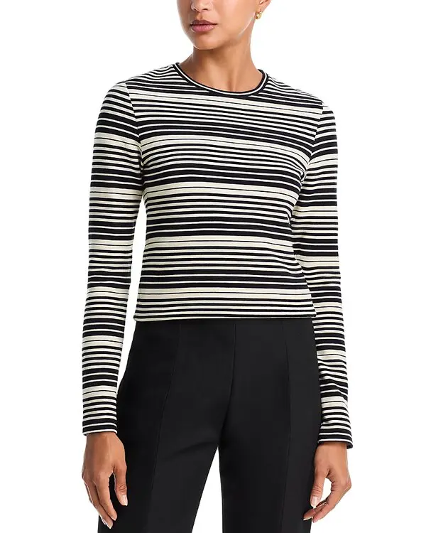 TOTEME Rib Stripe Stretch Cotton Long Sleeve Tee - Black/ecru