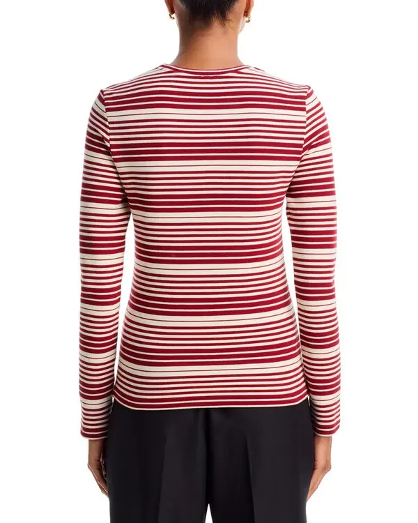 TOTEME Rib Stripe Stretch Cotton Long Sleeve Tee - Red/ecru