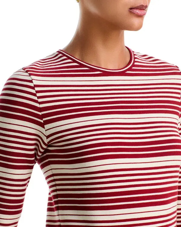 TOTEME Rib Stripe Stretch Cotton Long Sleeve Tee - Red/ecru
