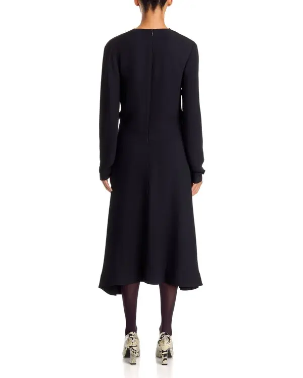 TOTEME Draped Long Sleeve Midi Dress - Black