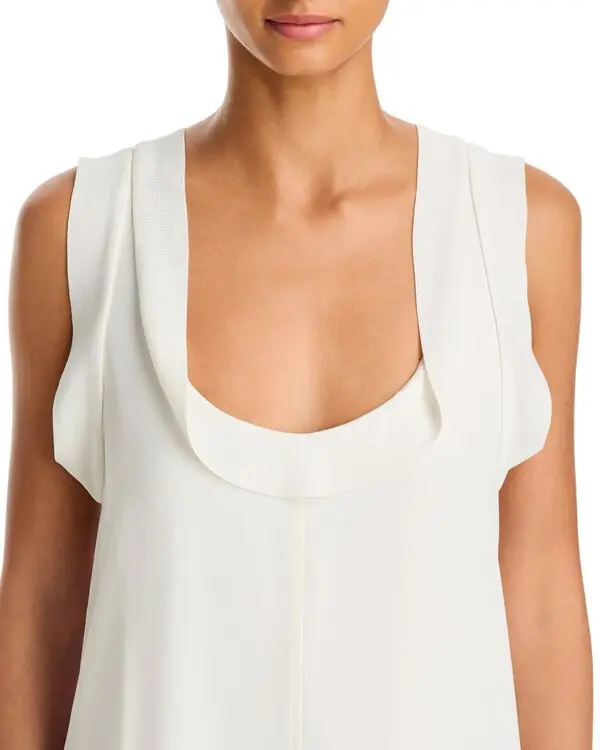 TOTEME Ribbed Trim Scoop Neck Dress - Ecru
