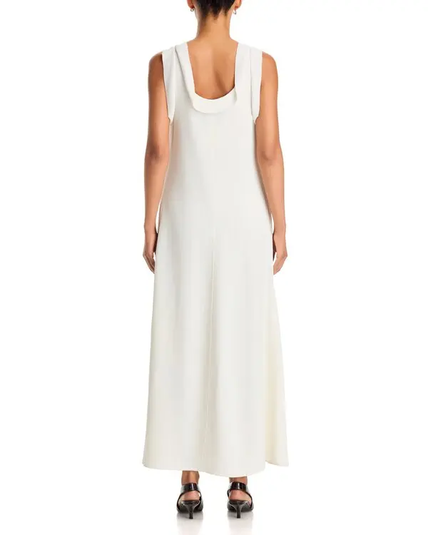 TOTEME Ribbed Trim Scoop Neck Dress - Ecru