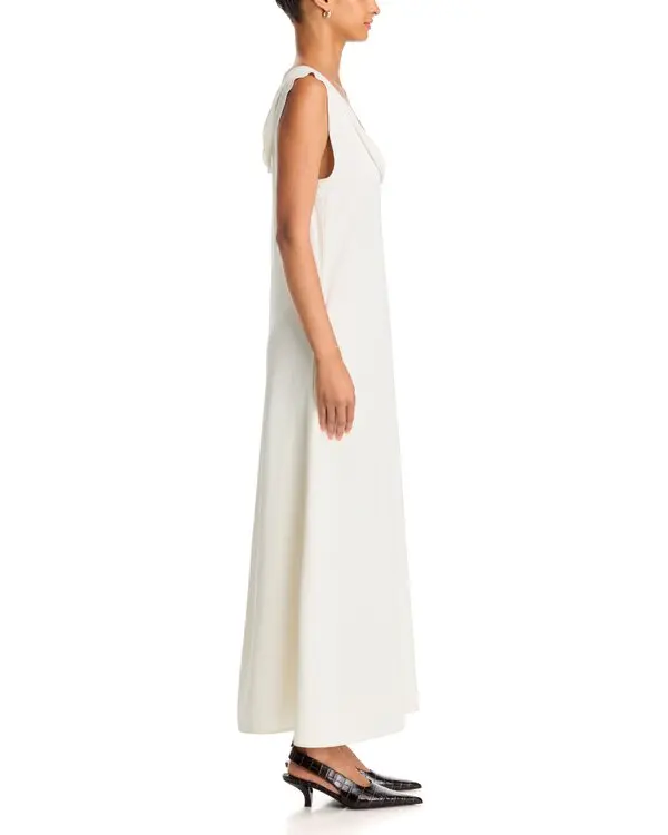 TOTEME Ribbed Trim Scoop Neck Dress - Ecru
