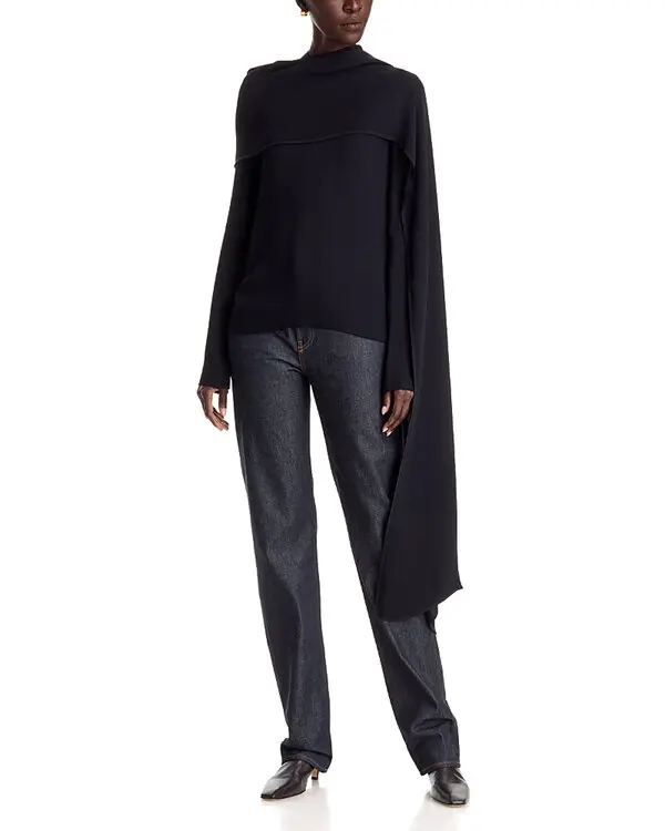TOTEME Draped Scarf Asymmetric Hem Top - Black