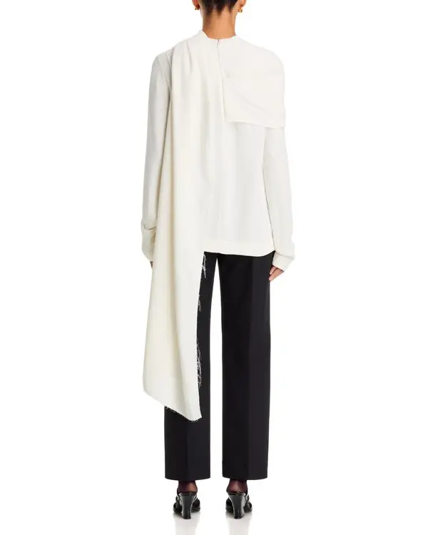 TOTEME Draped Scarf Asymmetric Hem Top - Optic White