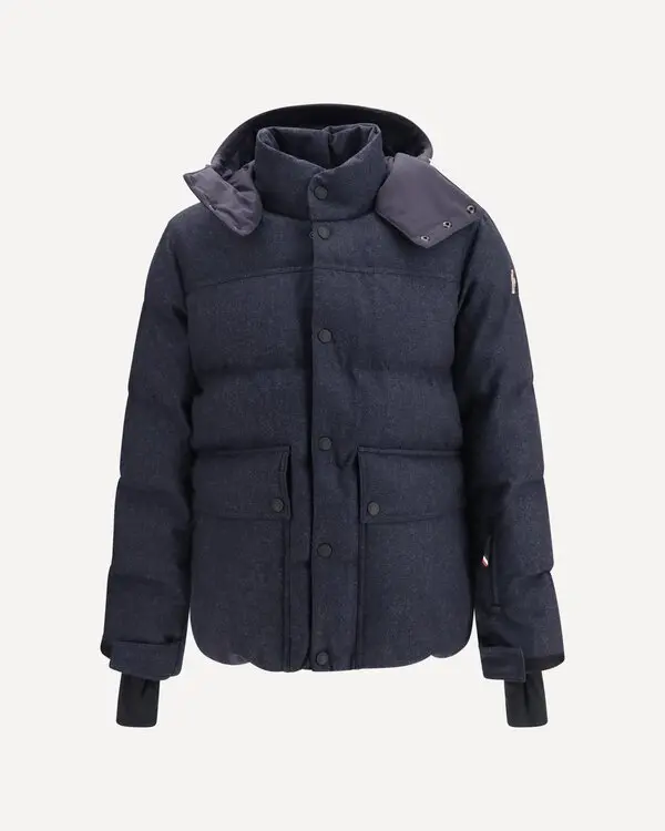 Moncler Padded Denim-effect Wool Ski Jacket - Blue