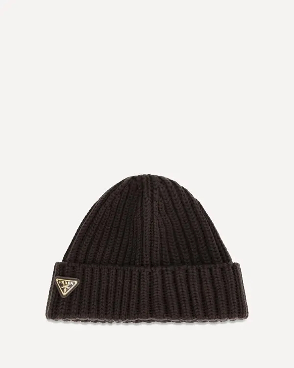 Prada Virgin Wool Beanie Hat Feale - Brown