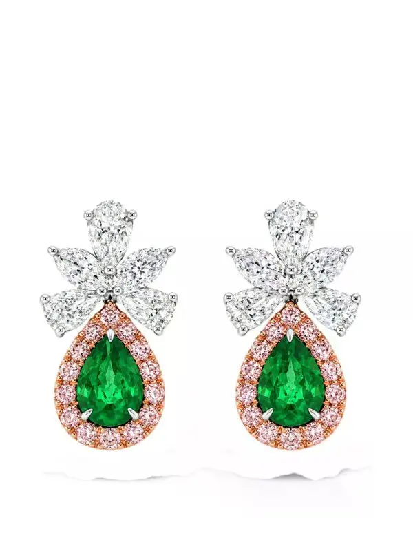 HYT JEWELRY Emerald And Diamond Earrings