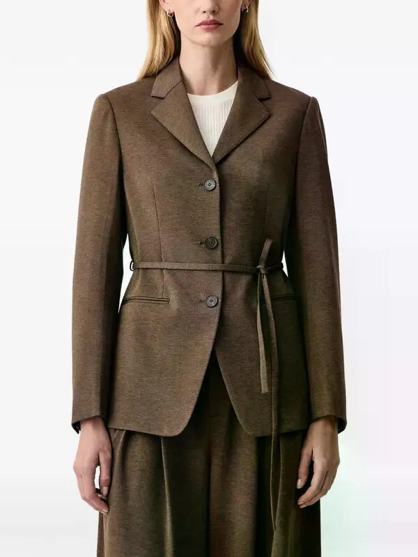 ISABELLE BLANCHE Belted Single-breasted Blazer - Brown