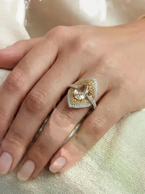 HYT JEWELRY Embellished Cocktail Diamond Ring