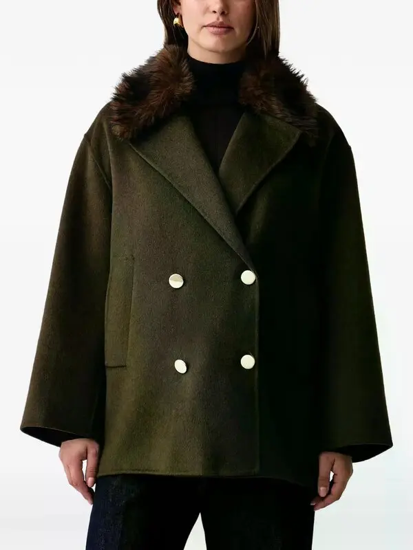 KAOS Buttoned Short Double-breasted Coat - Green