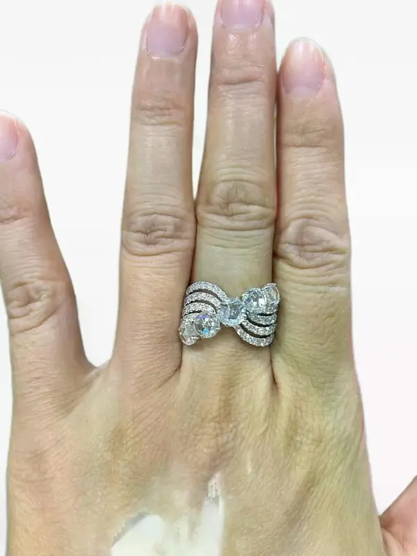 HYT JEWELRY Embellished Diamond Multi-band Ring - Silver