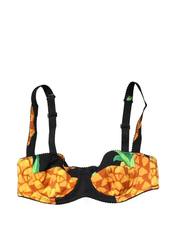 Dolce & Gabbana Pineapple-print Balconette Bra - Black