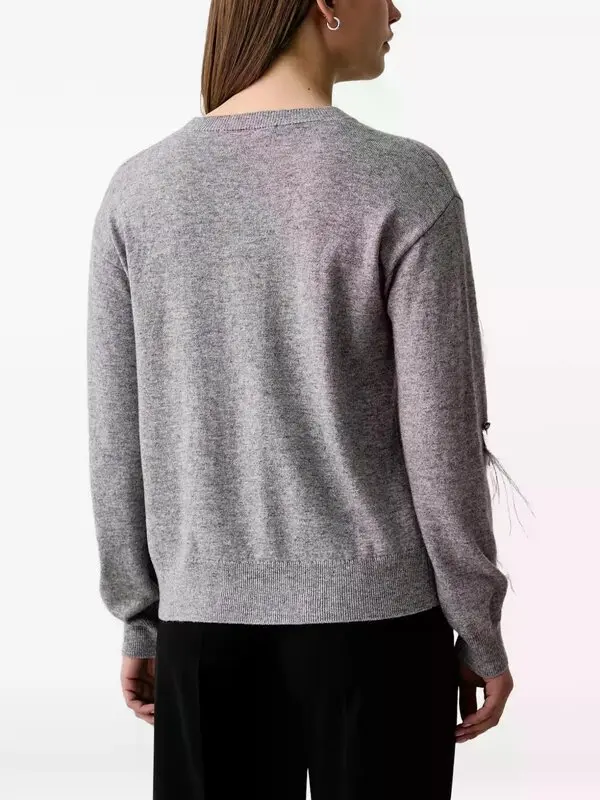 KAOS Sequin-embellished Feather-trim Sweater