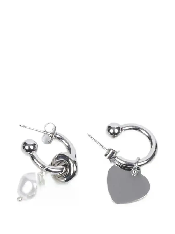 JUSTINE CLENQUET Jacob Heart And Pearl Earrings - Silver