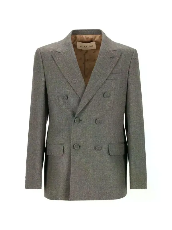Valentino Garavani Double-breasted Jacket In Mouliné Wool