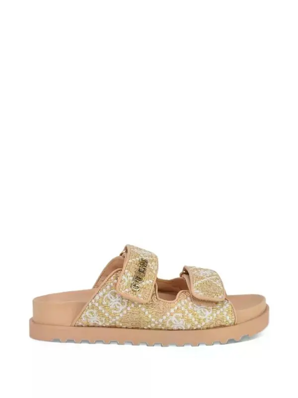 Guess Fadelizz Monogram-pattern Touch-strap Flat Sandals