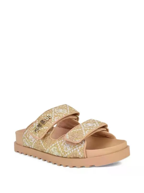 Guess Fadelizz Monogram-pattern Touch-strap Flat Sandals